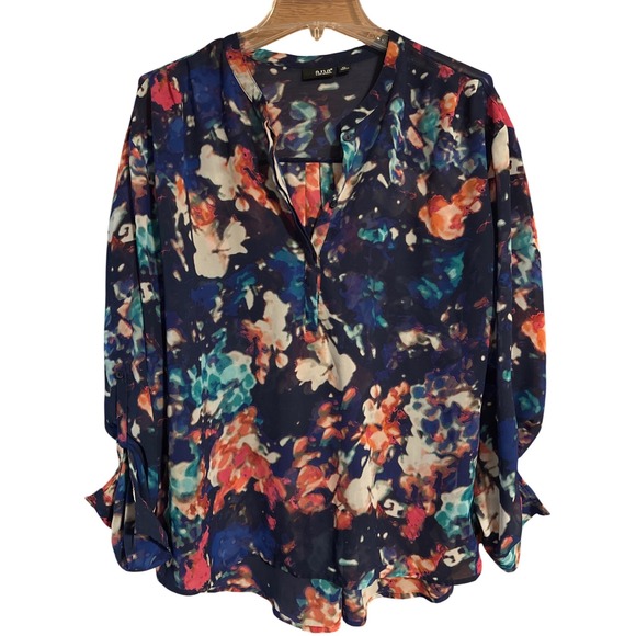 a.n.a | Tops | Ana A New Approach Womens Navy Blue Floral Print Long ...